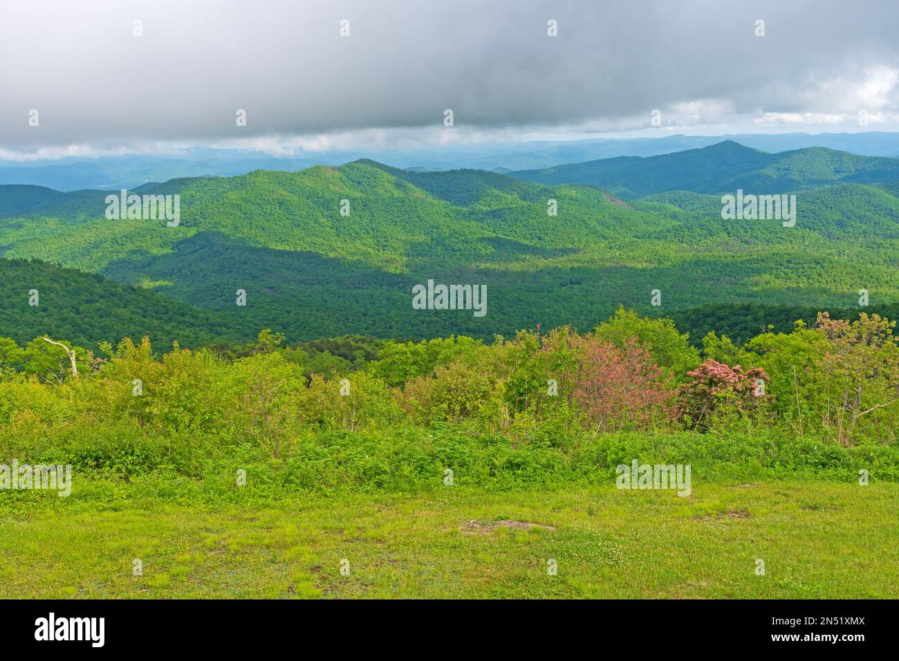 Distant Peaks in Sun and Shadows on the Blue Ridge Parkway in North ...