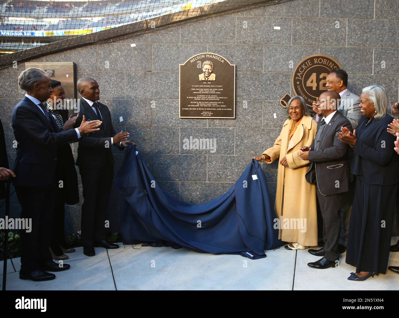 From left, Rev. Al Sharpton, Mrs. Lindo Mandela and Mr. Zondwa Mandela ...