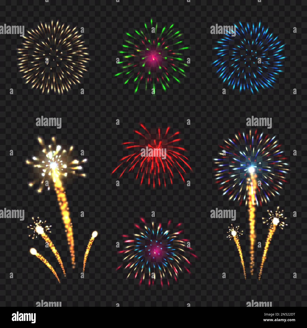 Realistic fireworks isolated on transparent background. Vector ...