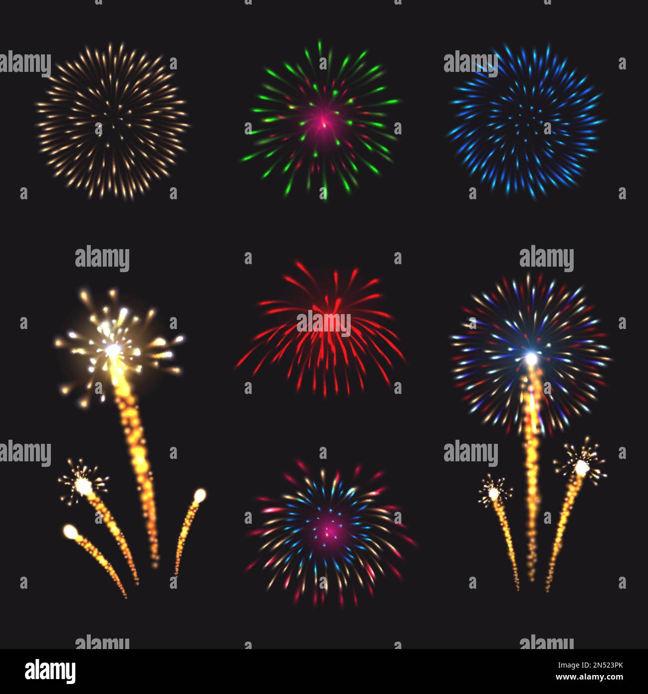 Vector fireworks set Stock Vector Image & Art - Alamy