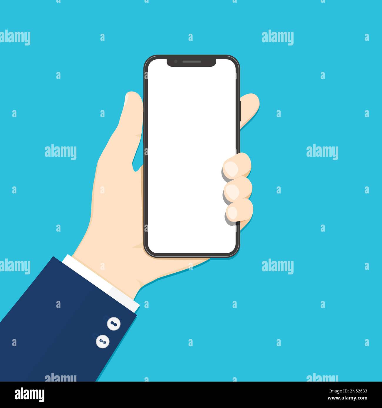 Human Hand Holding Smartphone Flat Vector Illustration Stock Vector