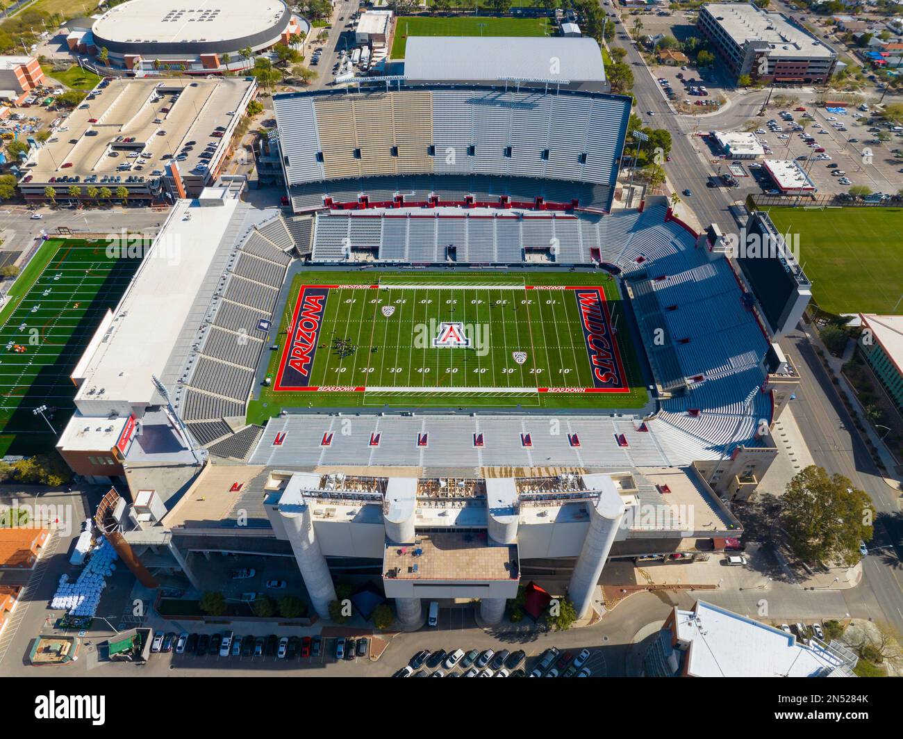 Arizona Stadium aerial view in University of Arizona main campus in ...