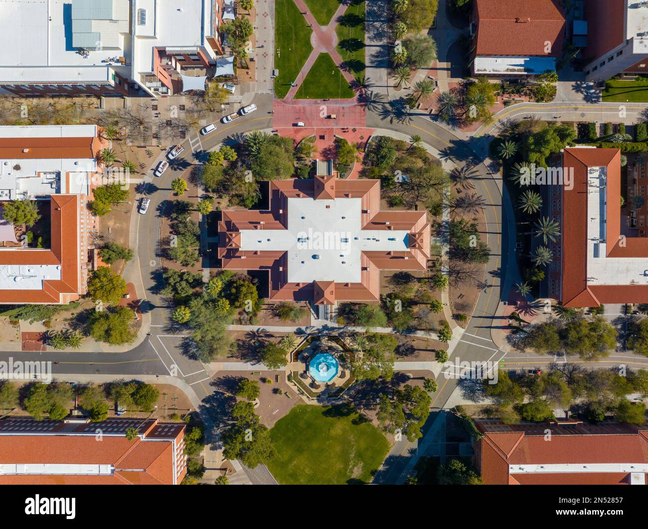 University of Arizona main campus aerial view including University Mall ...
