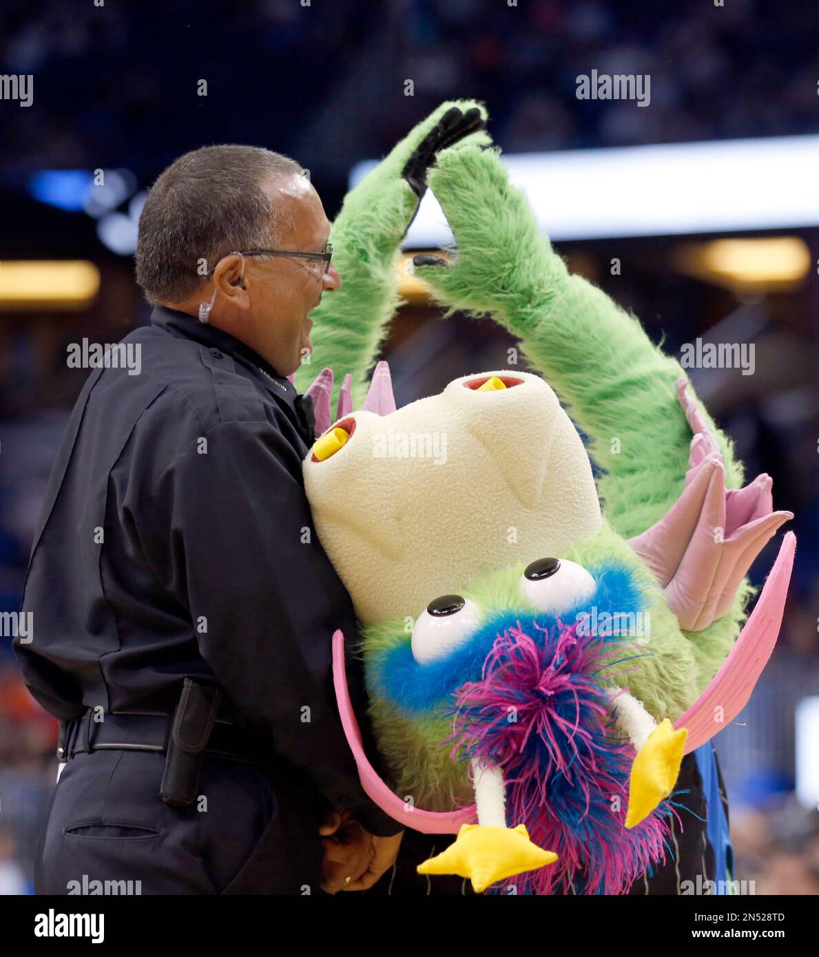 Orlando Magic mascot Stuiff during an NBA basketball game between the ...
