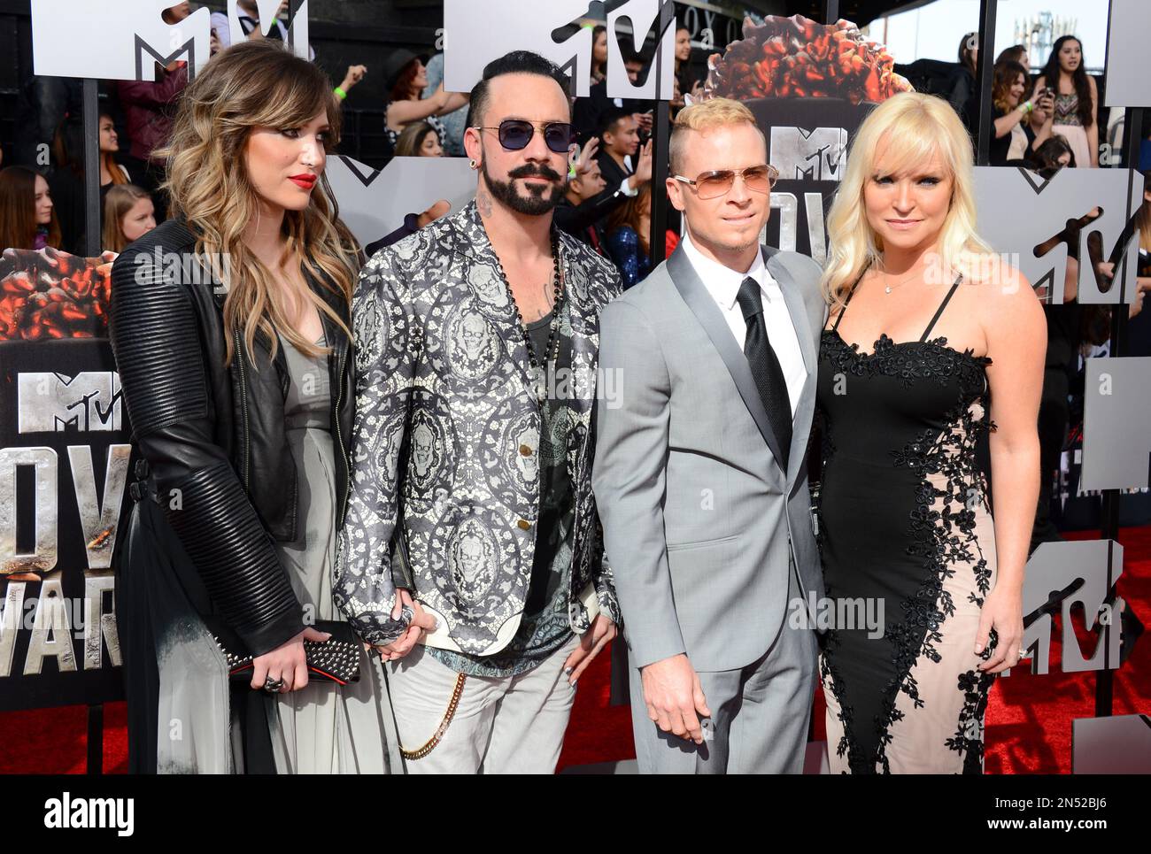From left, Rochelle Karidis, A.J. McLean, Brian Littrell, and Leighanne ...