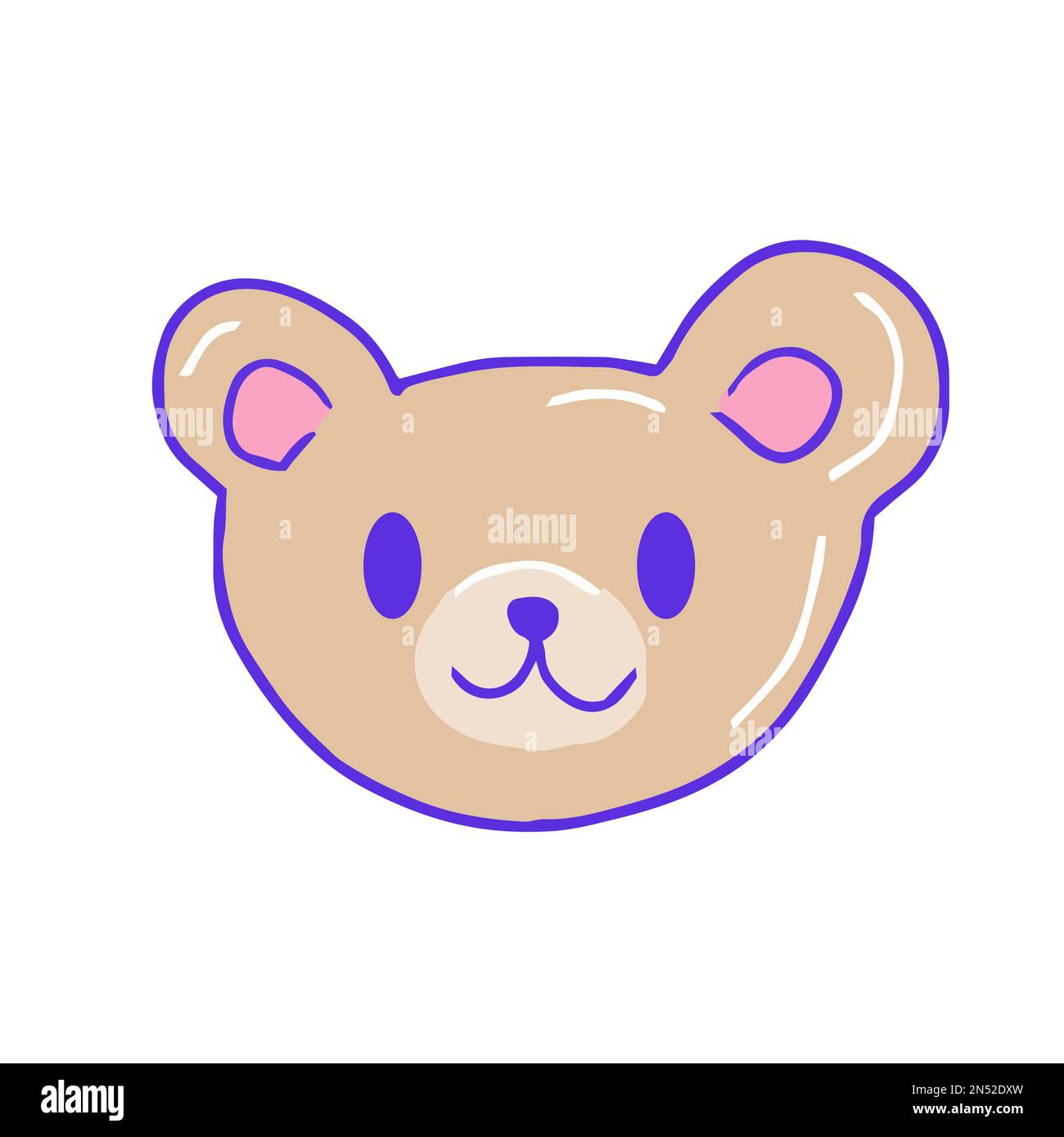 Hand drawn aesthetic cute happy smiling teddy bear head Stock Vector ...