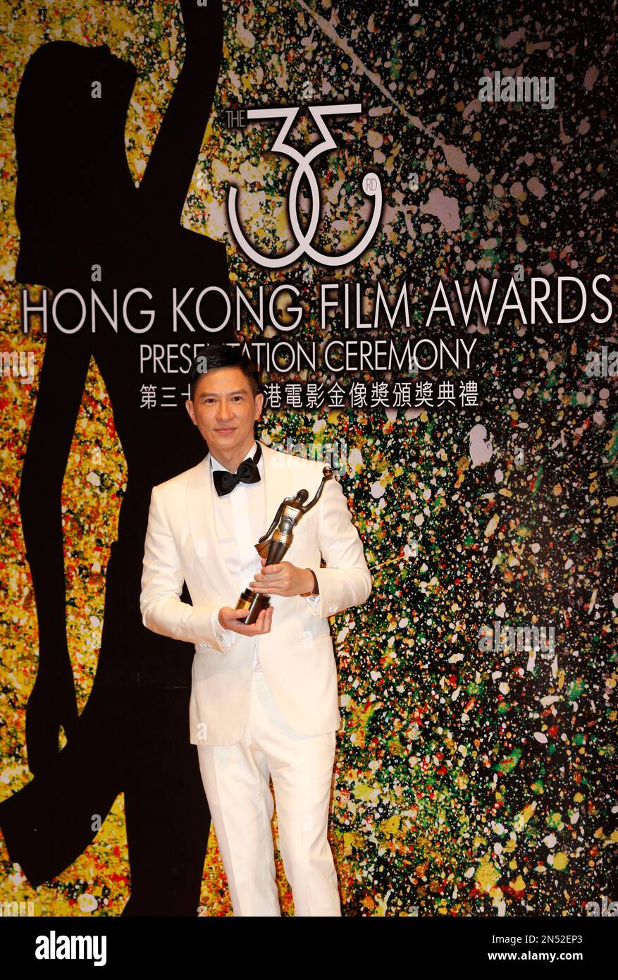 Hong Kong actor Nick Cheung Ka-fai poses after winning the Best Actor ...