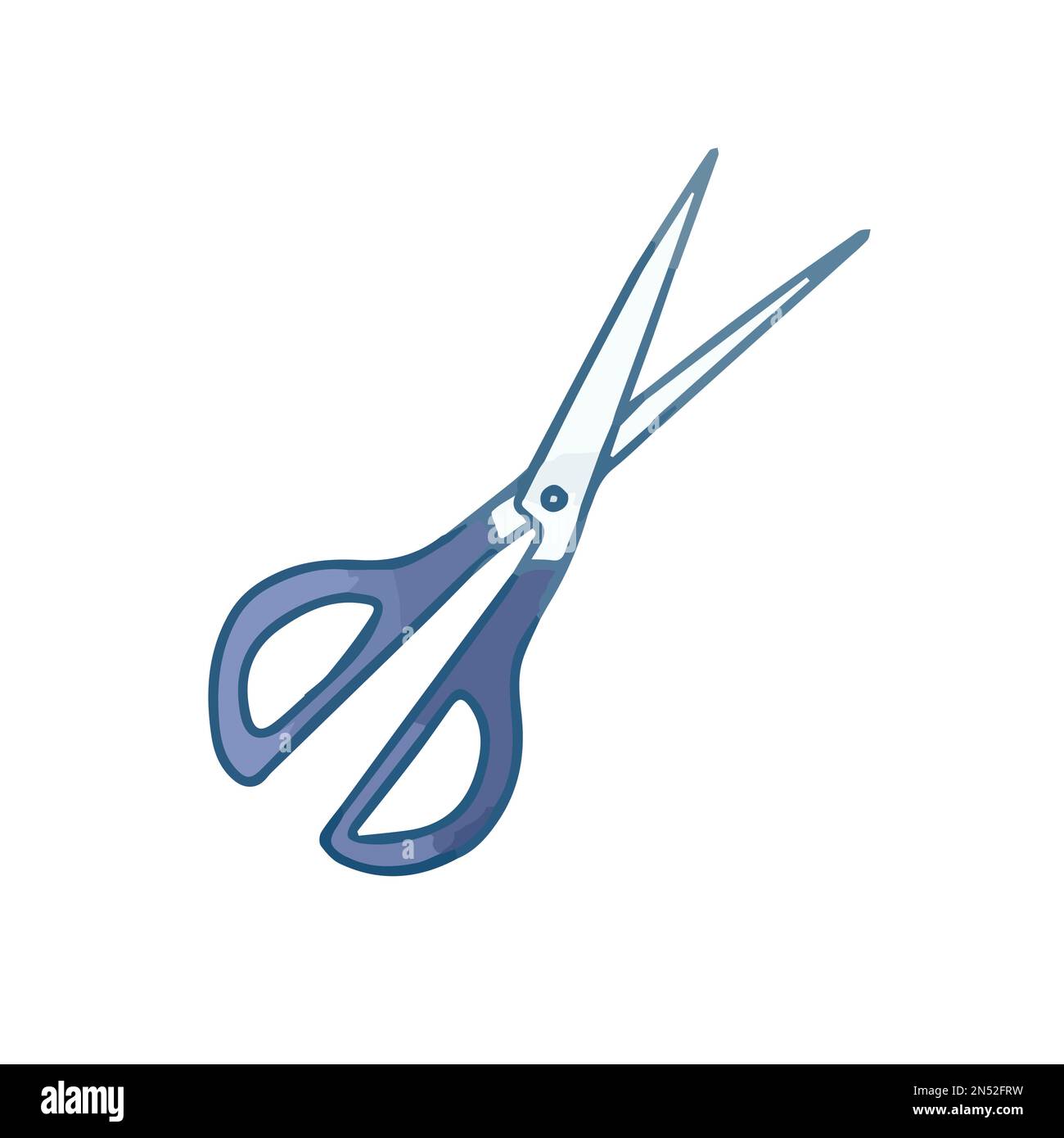 Hand drawn cute isolated open blue scissors artwork Stock Vector Image ...