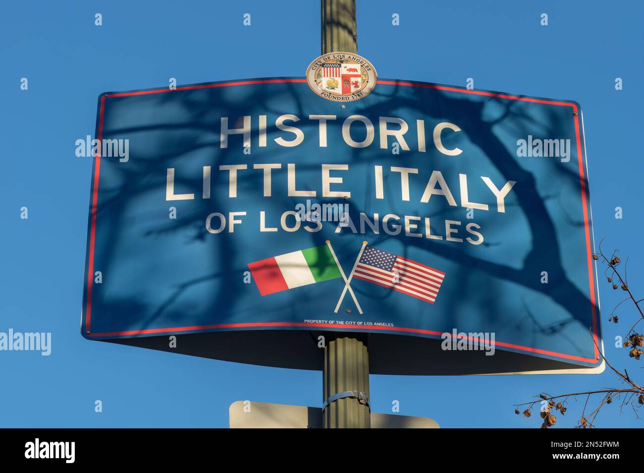 Historic Little Italy of Los Angeles sign shown in the City of San ...
