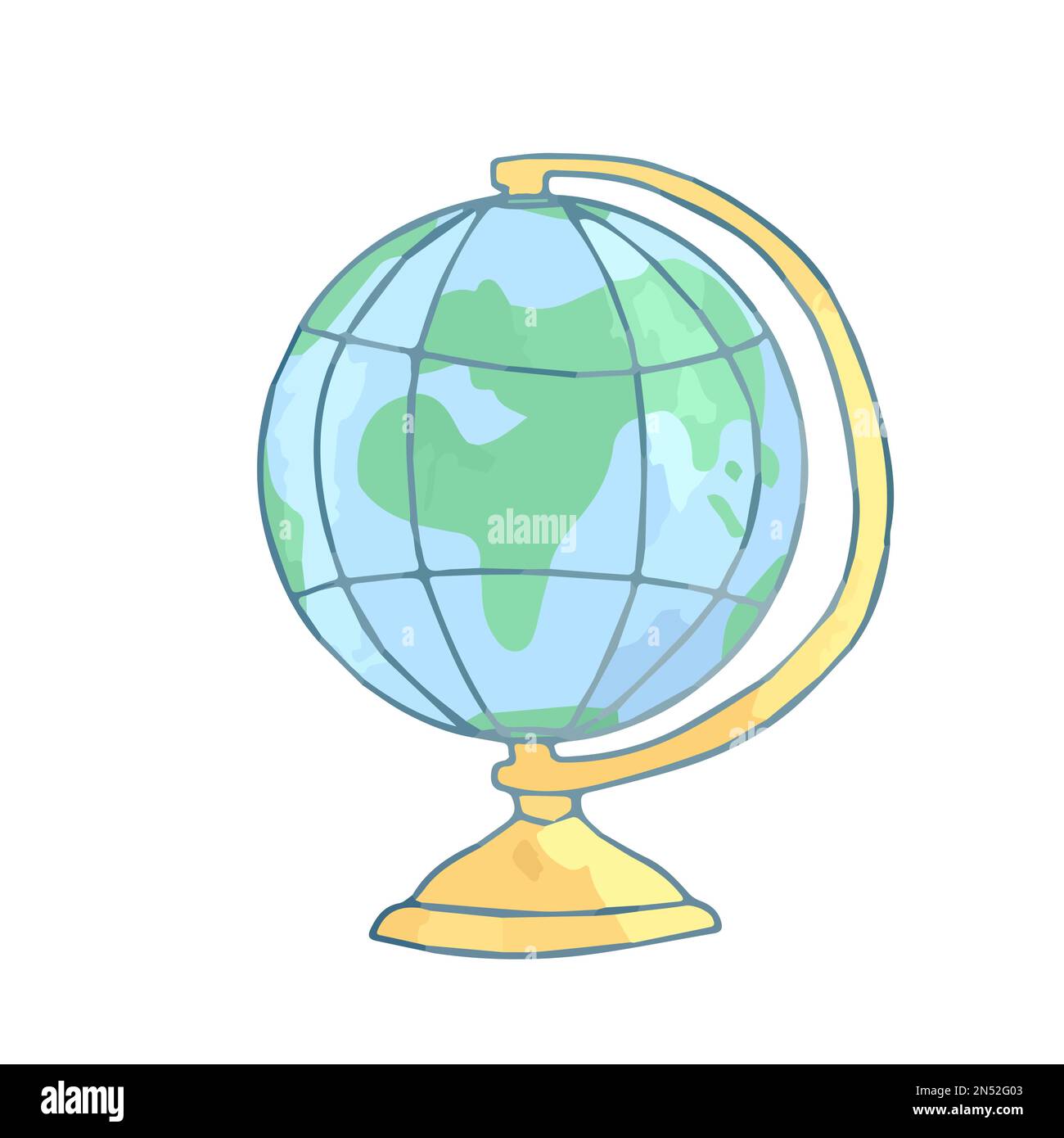 Hand drawn cute isolated colorful globe, watercolor school geography ...