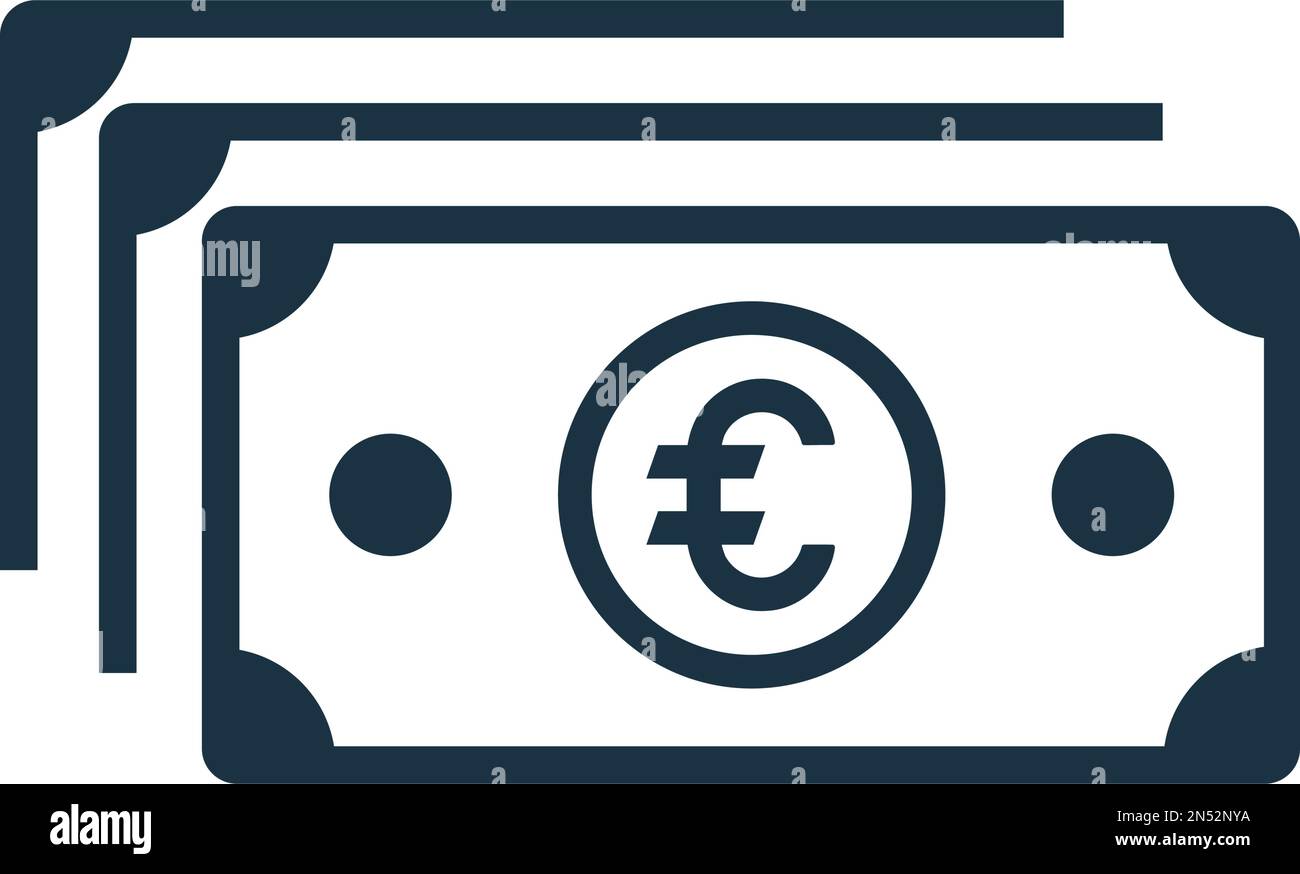 Bank notes, euro banknotes icon is isolated on white background. Use ...