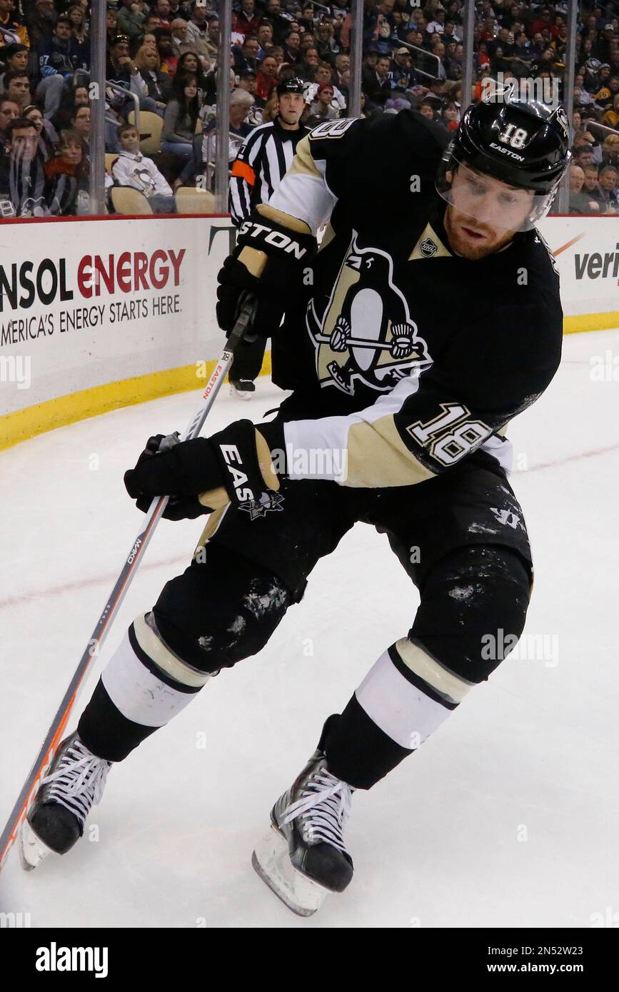Pittsburgh Penguins left wing James Neal (18) works the puck around the ...