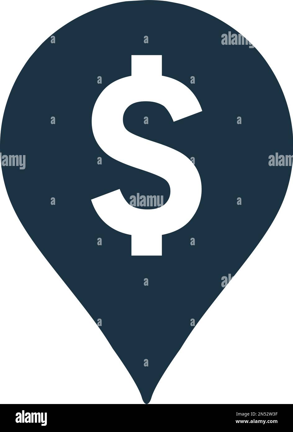 Bank pointer, dollar, location icon is isolated on white background ...