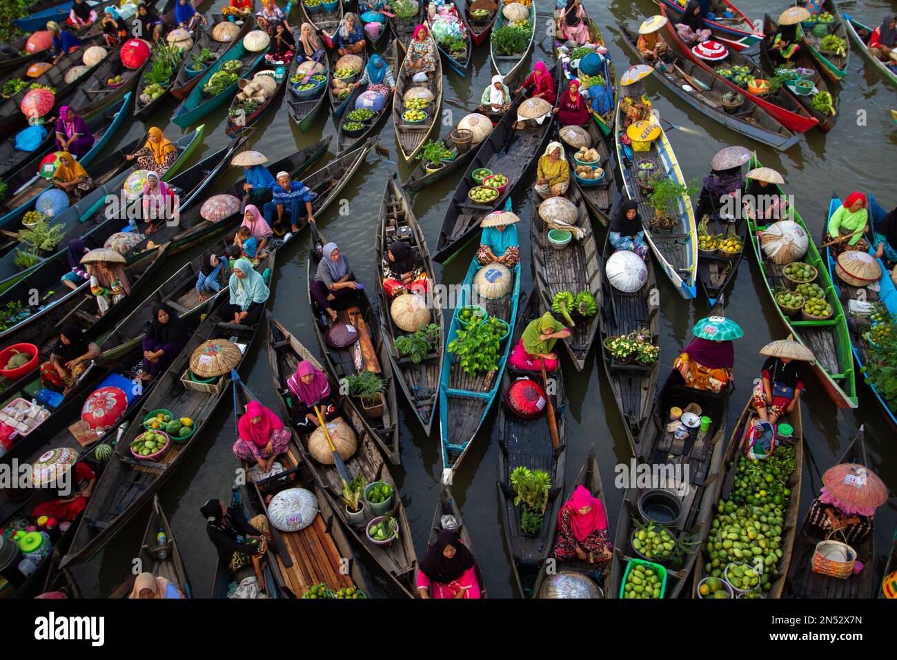 A famous Traditional Floating Market at Indonesia Stock Photo - Alamy