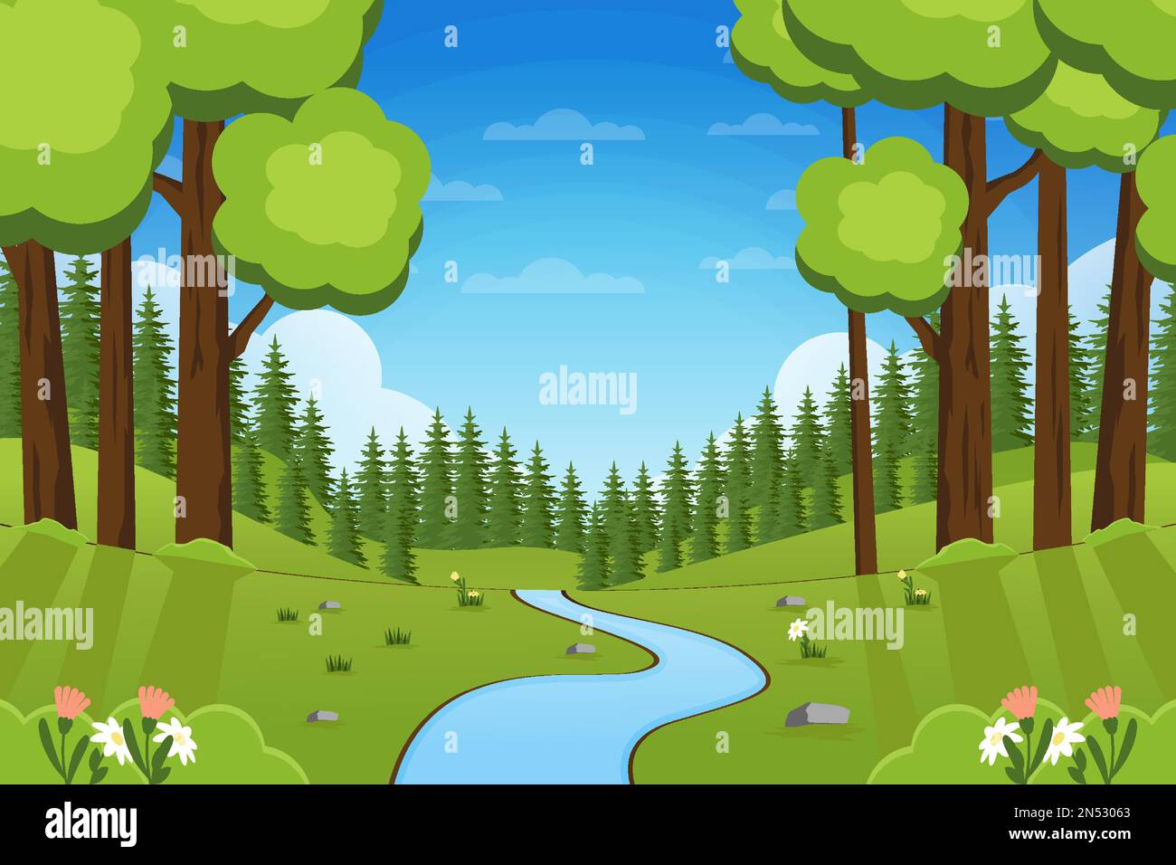 beautiful spring landscape background illustration Stock Vector Image ...