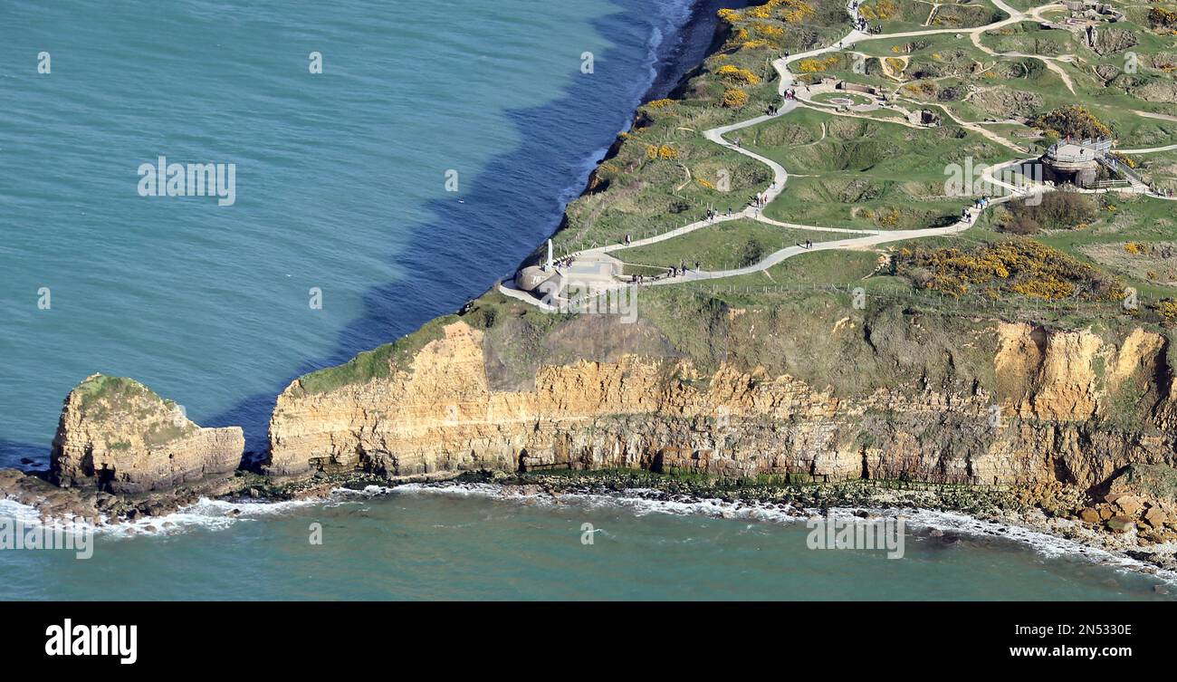 The "Pointe du Hoc" is pictured Tuesday, April 8, 2014 near Caen ...