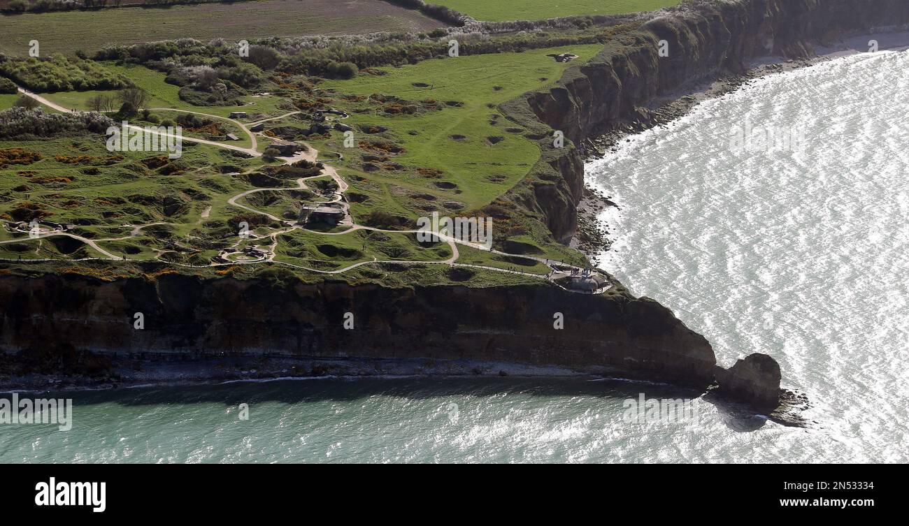 The "Pointe du Hoc" is pictured Tuesday, April 8, 2014 near Caen ...