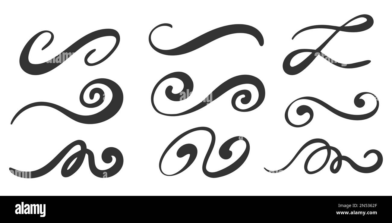 Swashes swoops and swishes calligraphy signs. Underlines hand drawn ...