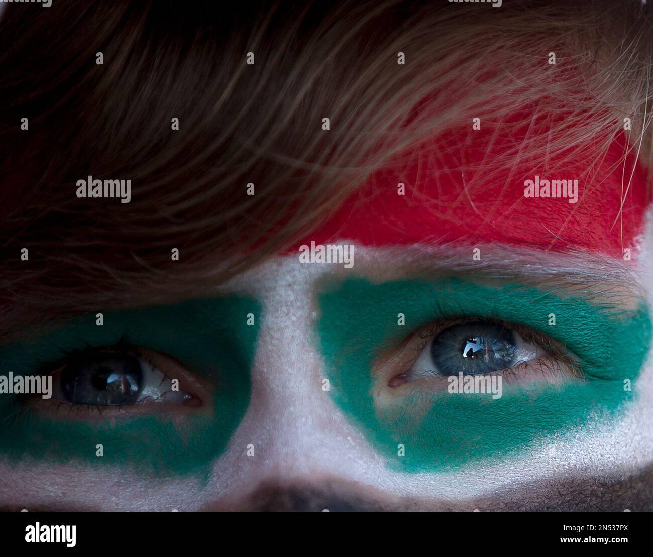 A child of the Syrian community in Romania with the face painted in the ...