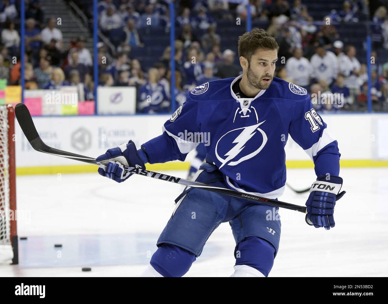 Tampa Bay Lightning right wing Teddy Purcell (16) before an NHL hockey ...