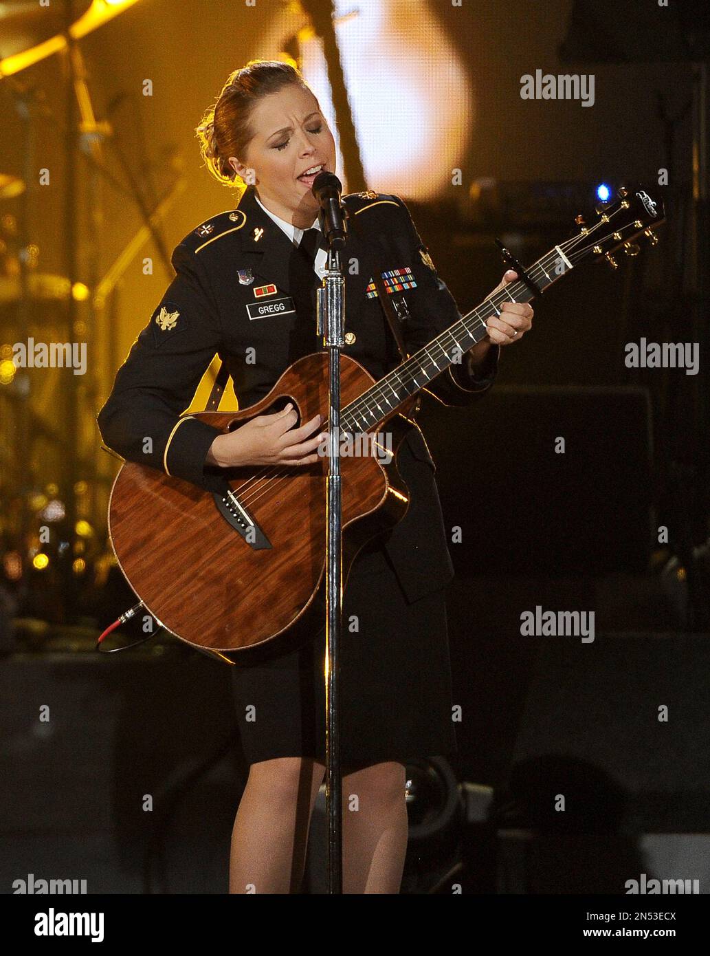Kelly A. Gregg, of the U.S. Army, performs at ACM Presents an All-Star ...