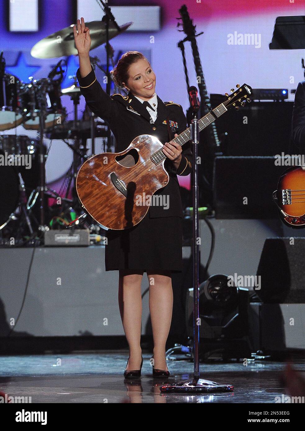Kelly A. Gregg, of the U.S. Army, performs at ACM Presents an All-Star ...