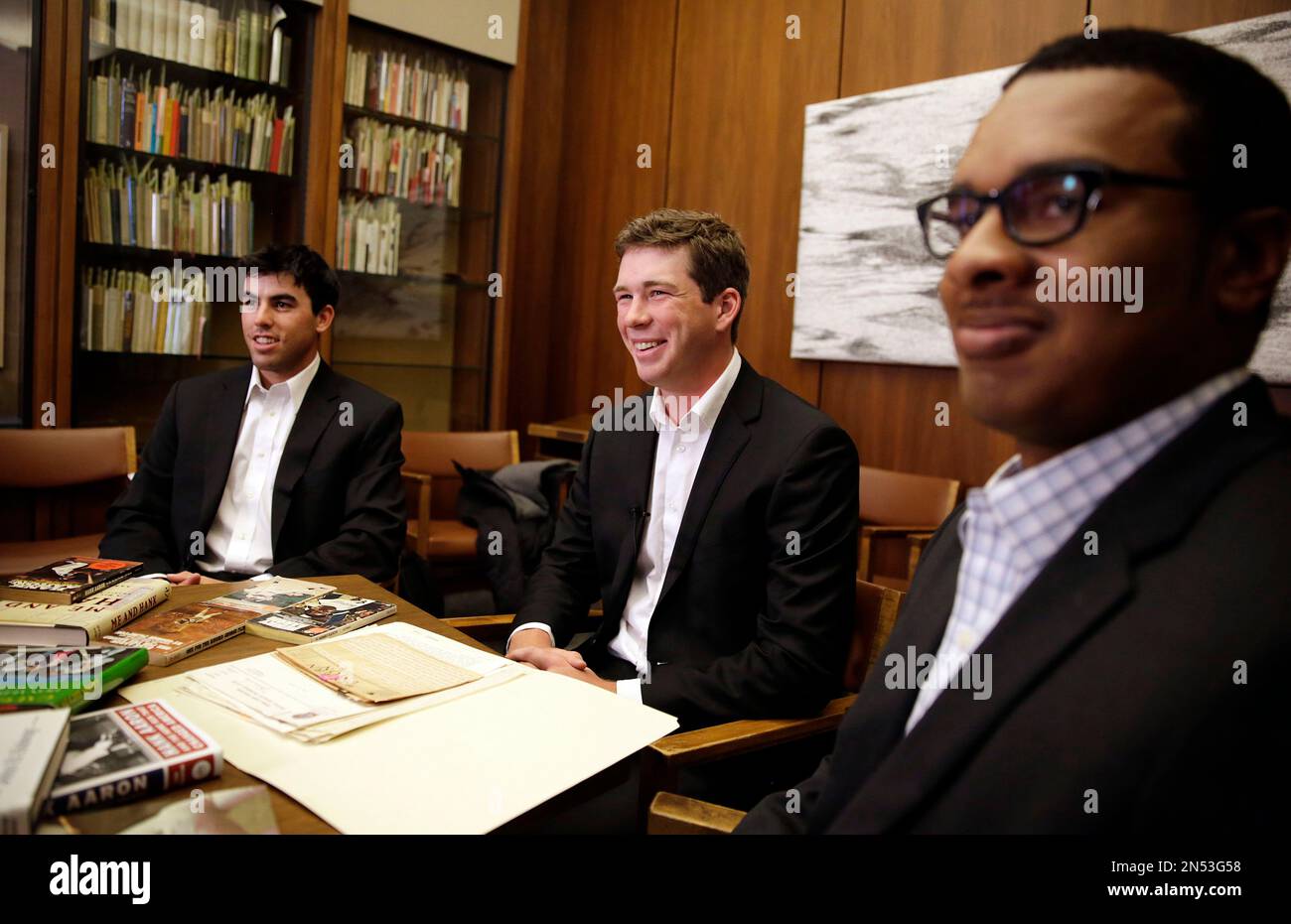 Emory University students, from left, Brett Lake, Warren Kember and ...