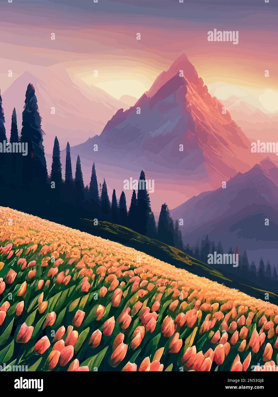 Dutch meadow landscape Stock Vector Images - Alamy