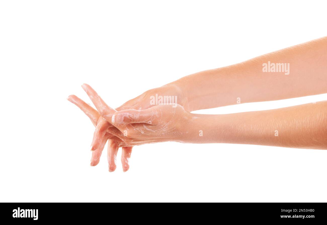 Clean hands can make all the difference. womans soapy hands Stock Photo ...