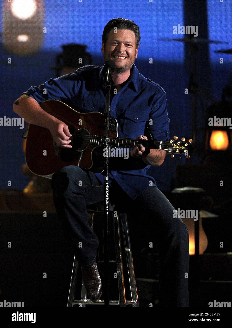 Blake Shelton performs on stage at the 49th annual Academy of Country ...