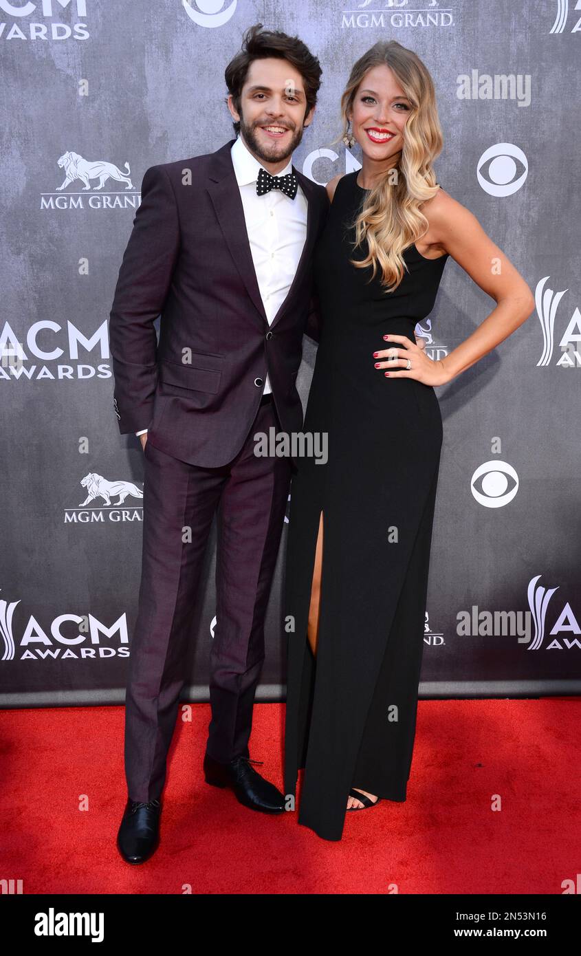 Thomas Rhett, left, and Lauren Rhett arrive at the 49th annual Academy ...