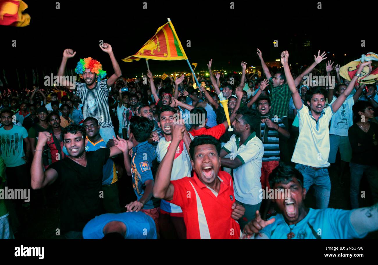 Sri Lanka cricket fans carry their national flag in Colombo, Sri Lanka ...