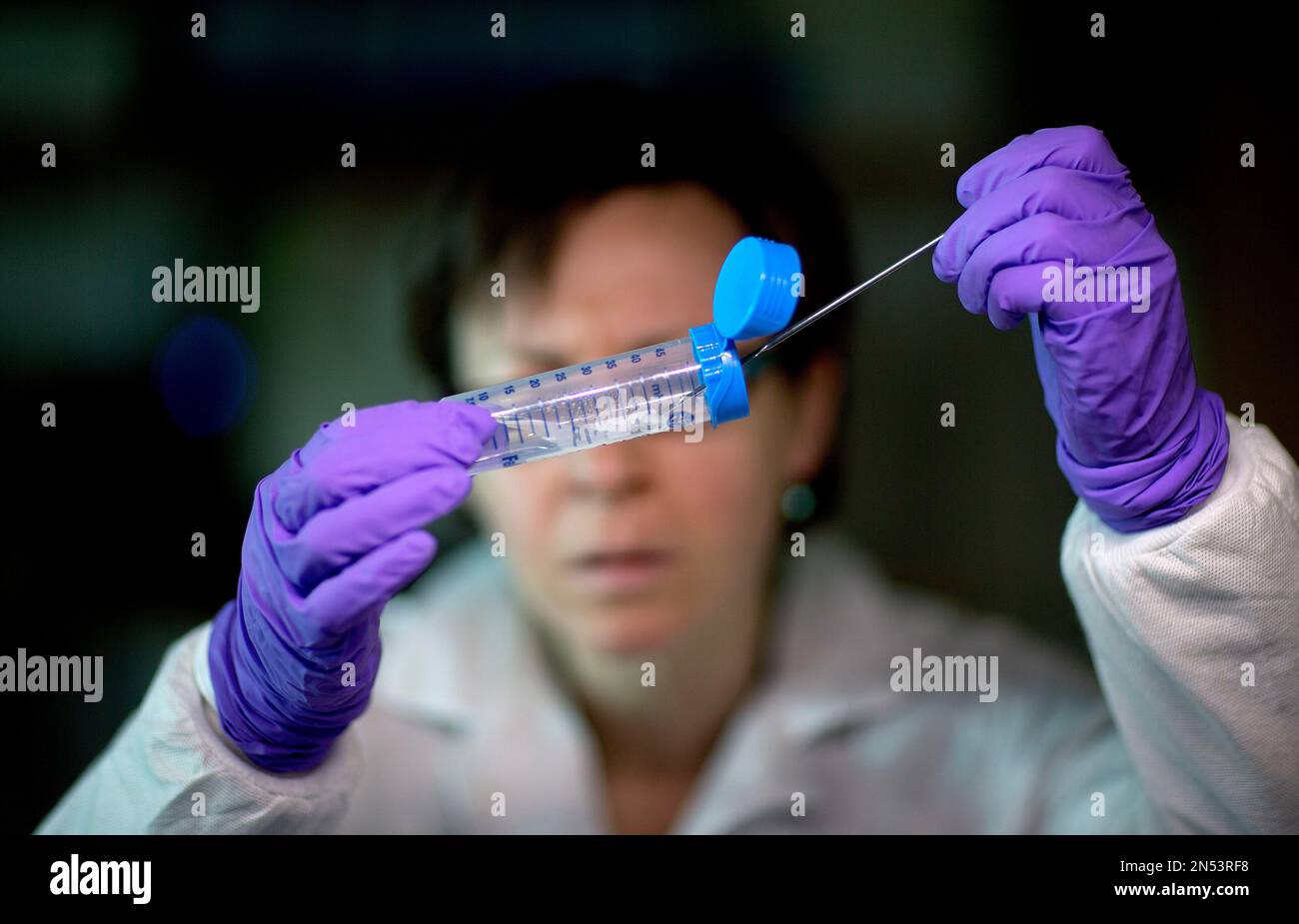 This photo taken Nov. 25, 2013 shows microbiologist Dr. Molly Freeman ...