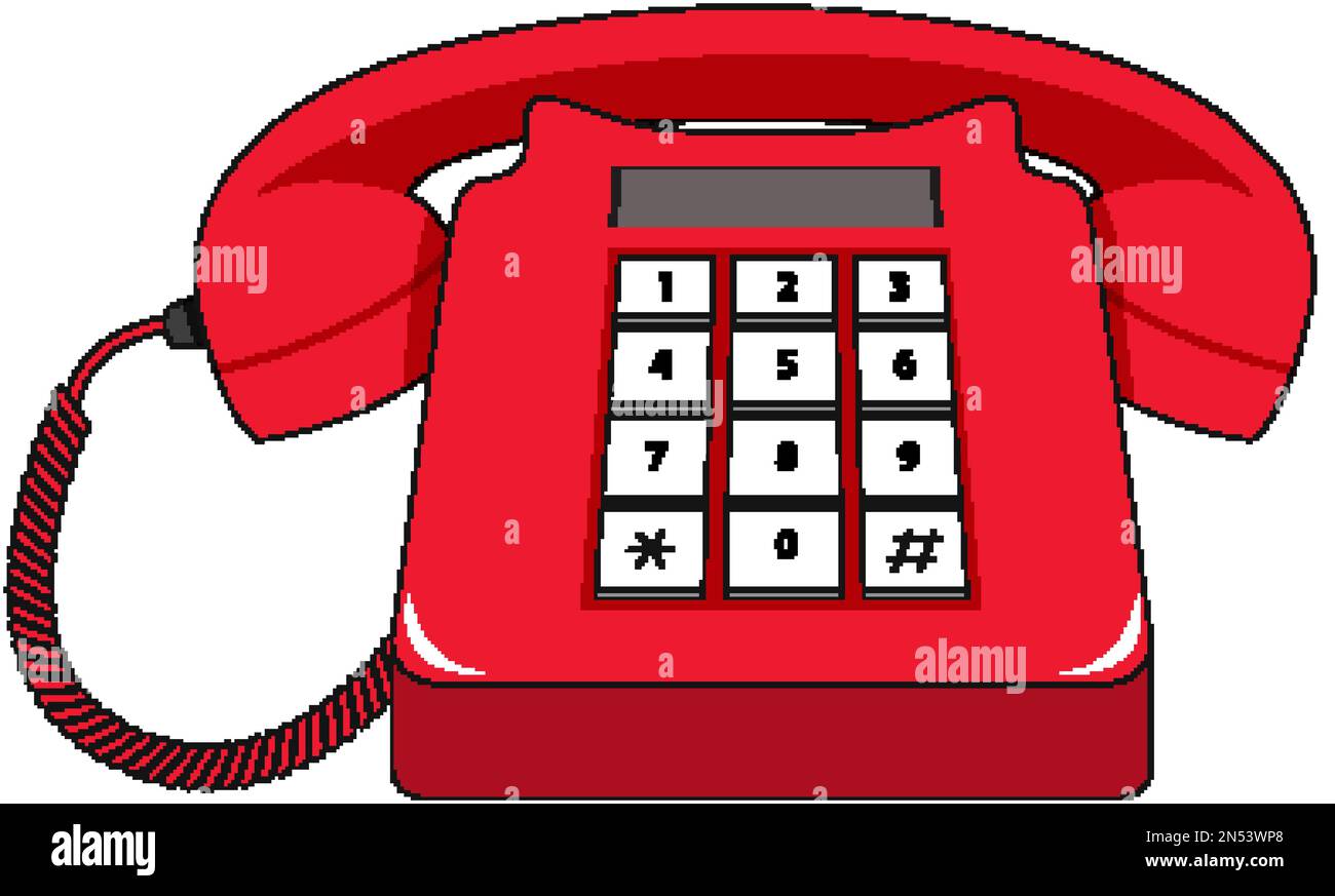 Retro landline or telephone isolated illustration Stock Vector Image ...
