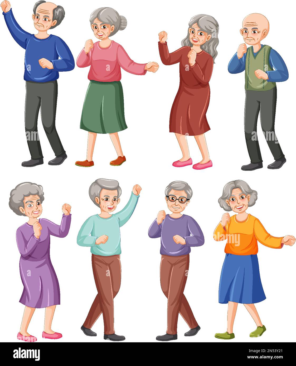 Collection of elderly people characters illustration Stock Vector Image ...