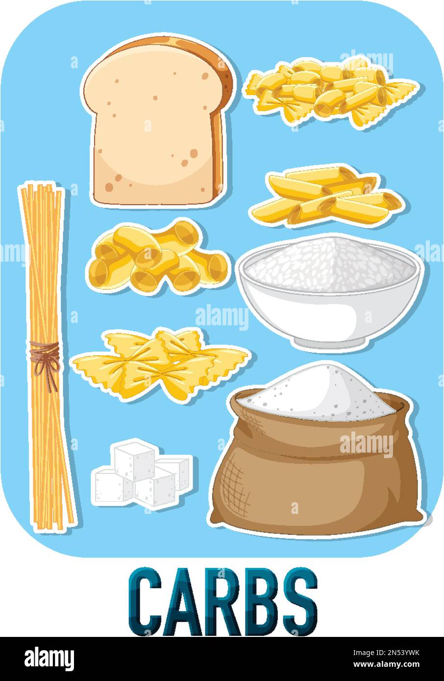 Variety Of Carbohydrates Foods Illustration Stock Vector Image And Art Alamy