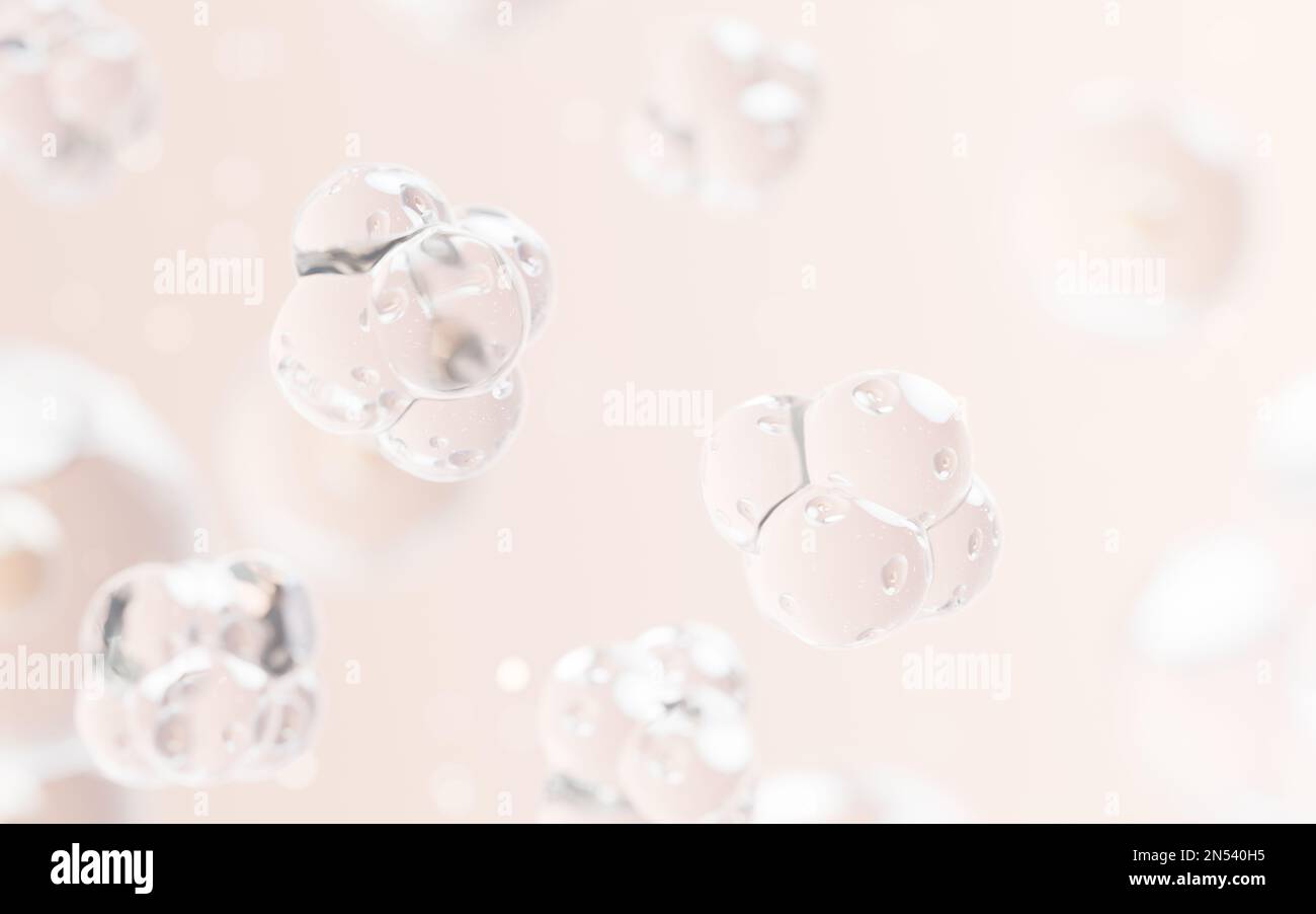 Transparent cell with biotechnology and cosmetic concept, 3d rendering ...