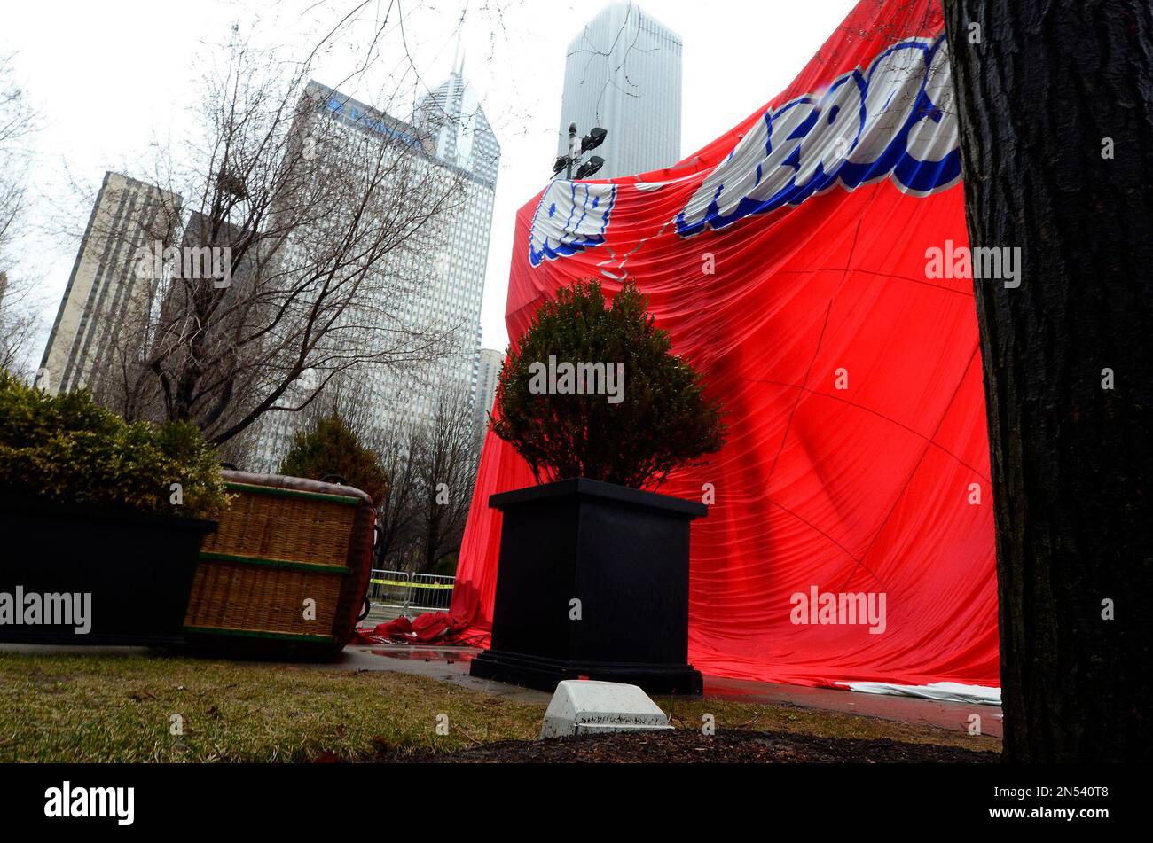 The overturned basket of Airheads candy hot air balloon that in an ...