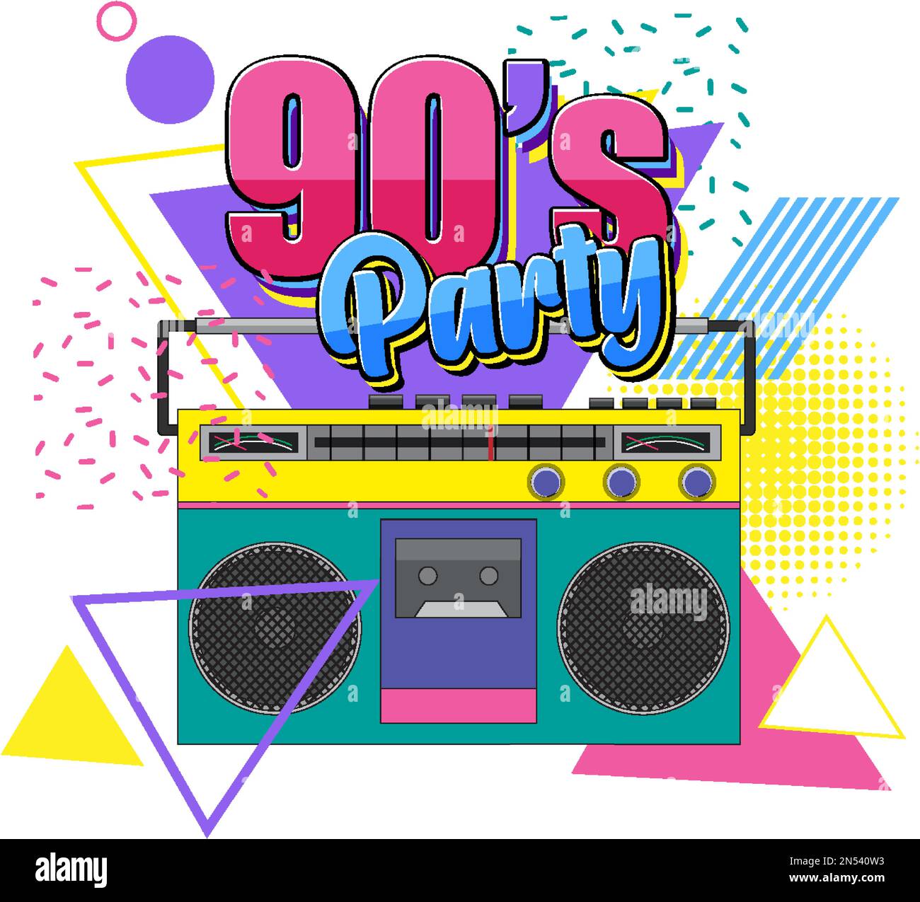 90s party banner template illustration Stock Vector Image & Art - Alamy