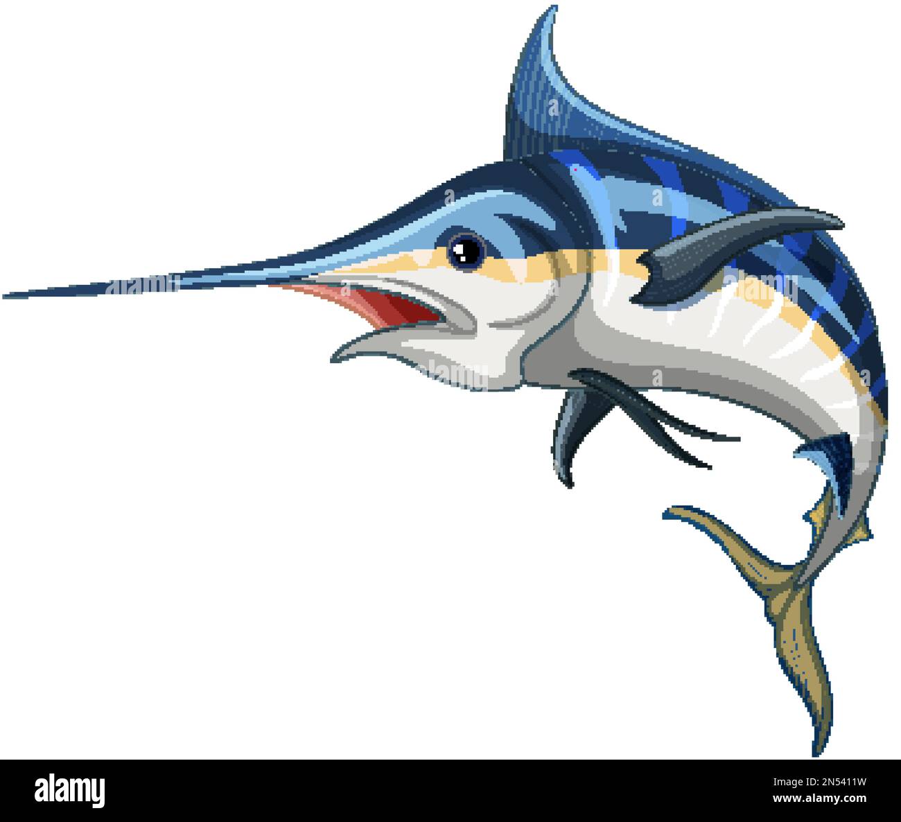 Atlantic blue marlin on white background illustration Stock Vector ...