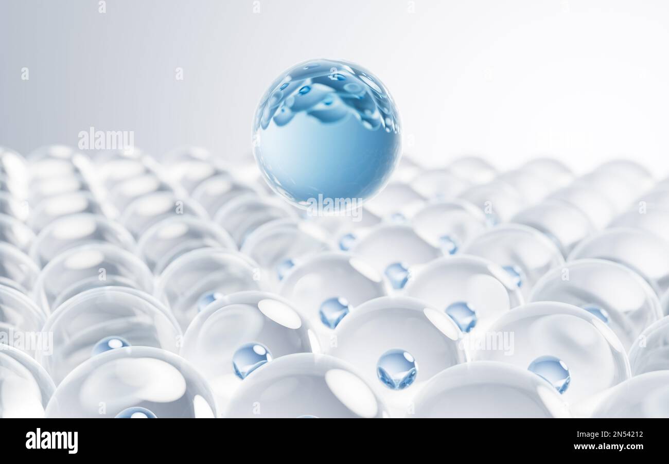 Transparent cell with biotechnology and cosmetic concept, 3d rendering ...