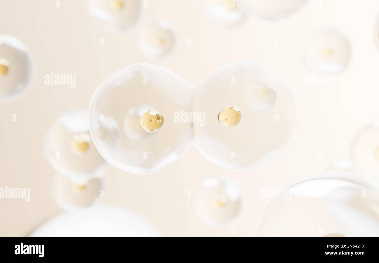 Transparent cell with biotechnology and cosmetic concept, 3d rendering ...