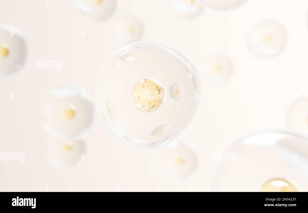 Transparent cell with biotechnology and cosmetic concept, 3d rendering ...