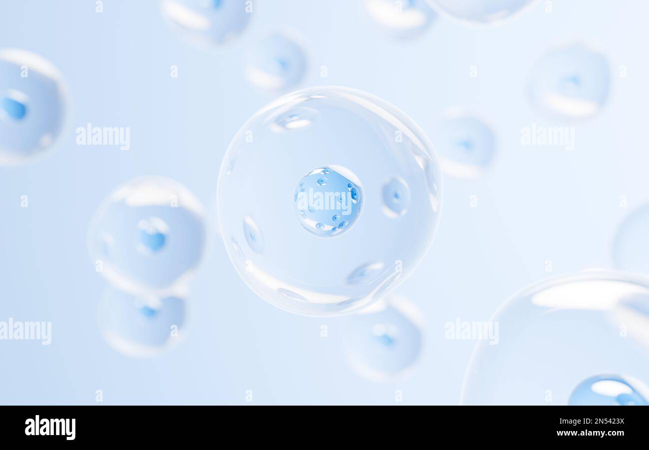 Transparent cell with biotechnology and cosmetic concept, 3d rendering ...