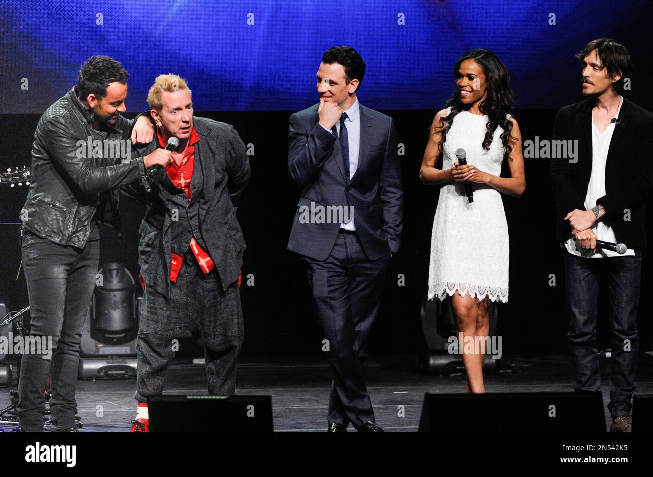 Singers Ben Forster, left, John Rotten Lydon, JC Chasez, Michelle ...