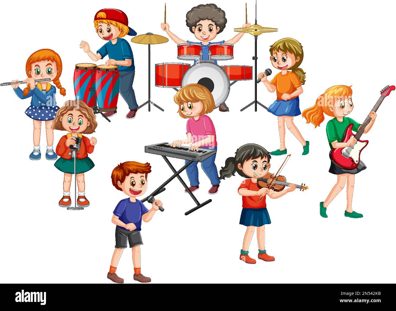 Music band kids cartoon illustration Stock Vector Image & Art - Alamy
