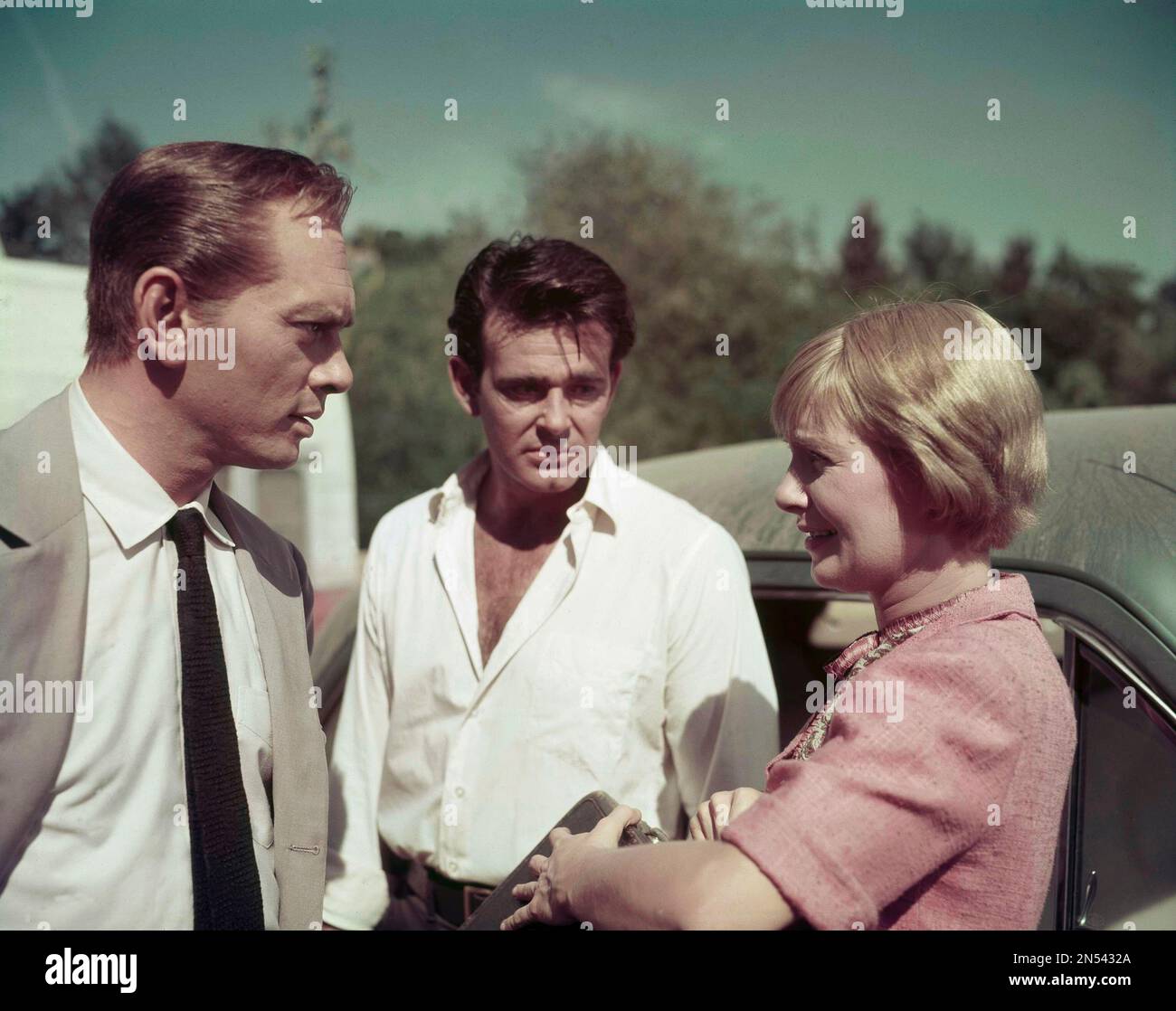 Actors Yul Brynner, left, Stuart Whitman, center, and Joanne Woodward ...