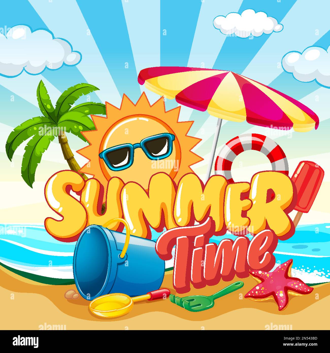 Summer time banner template illustration Stock Vector Image & Art - Alamy