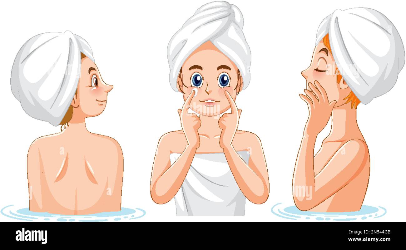 Set of relaxed Woman at spa illustration Stock Vector Image & Art - Alamy