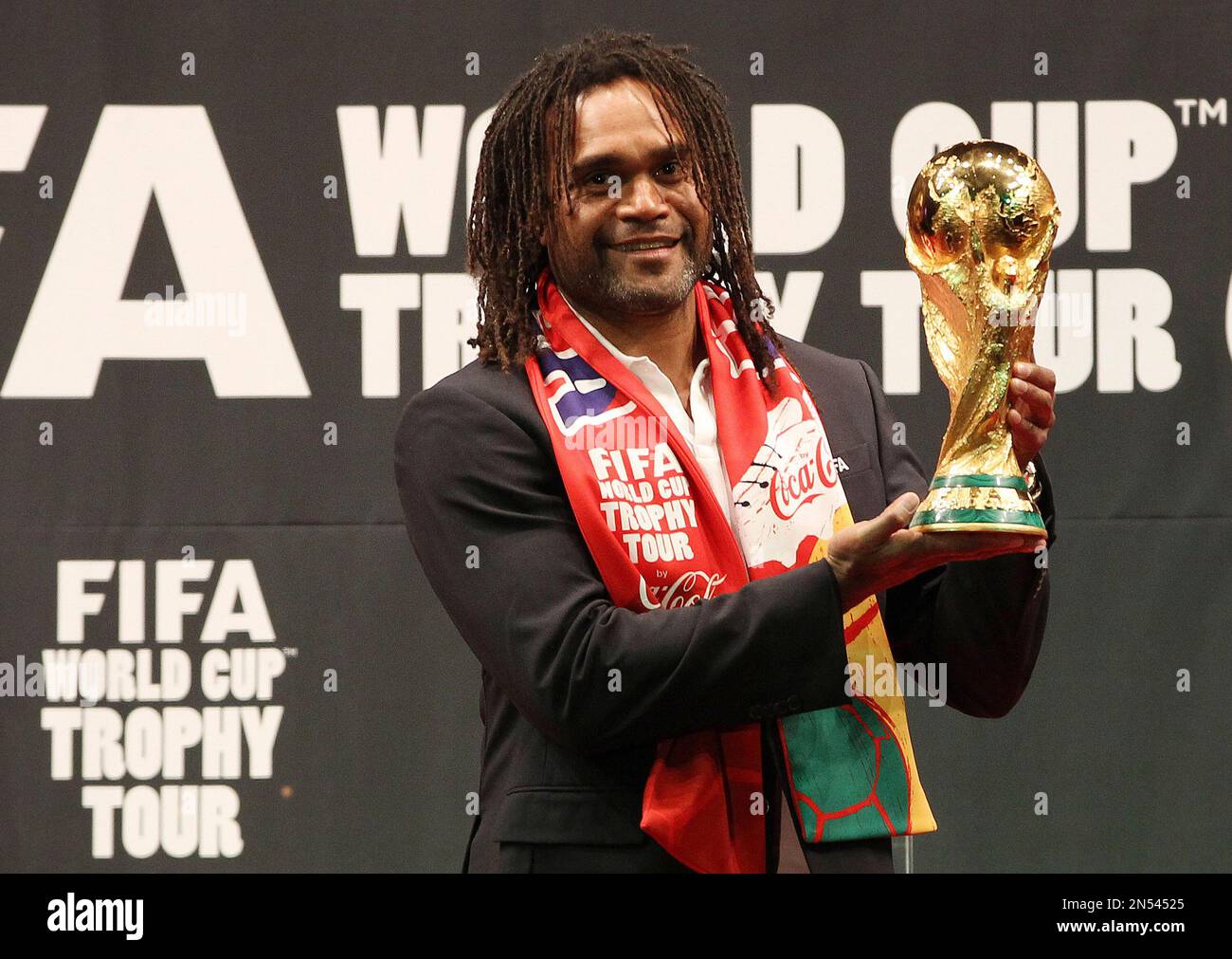 FIFA ambassador and former French player Christian Karembeu poses with ...